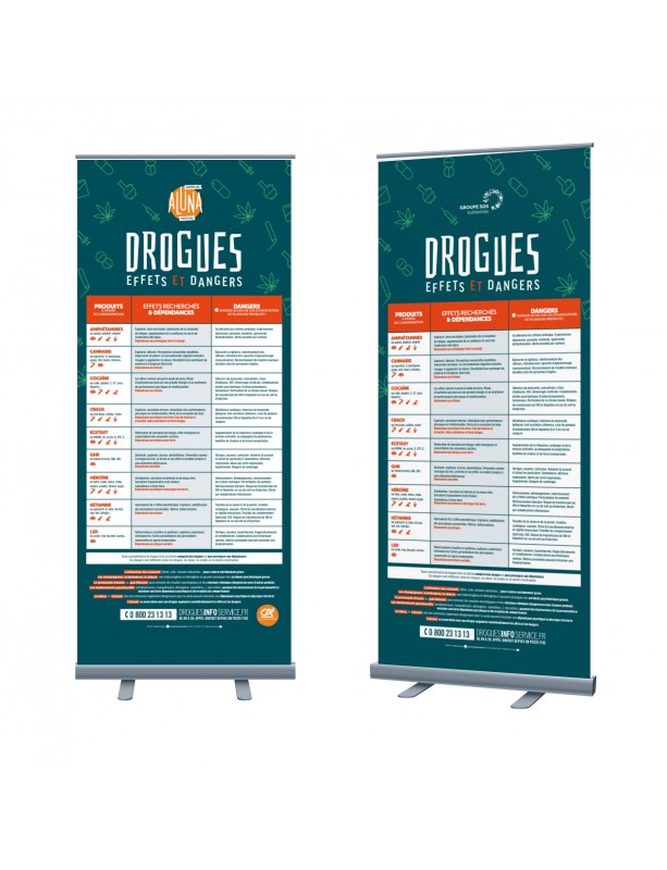ROLL UP DROGUES. Support personnalisable avec votre logo